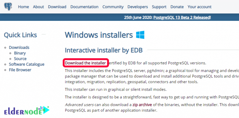 PostgreSQL installation tutorial on Windows Server 2016